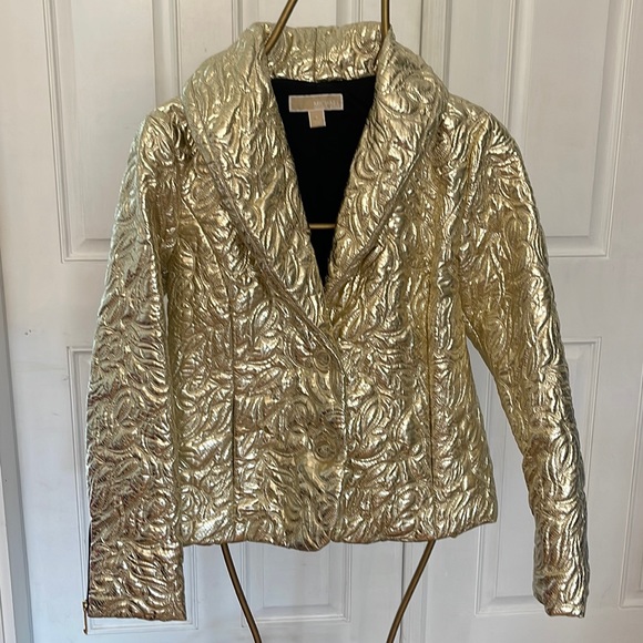 Michael Kors | Jackets & Coats | Michael Kors Quilted Gold Lame Button ...
